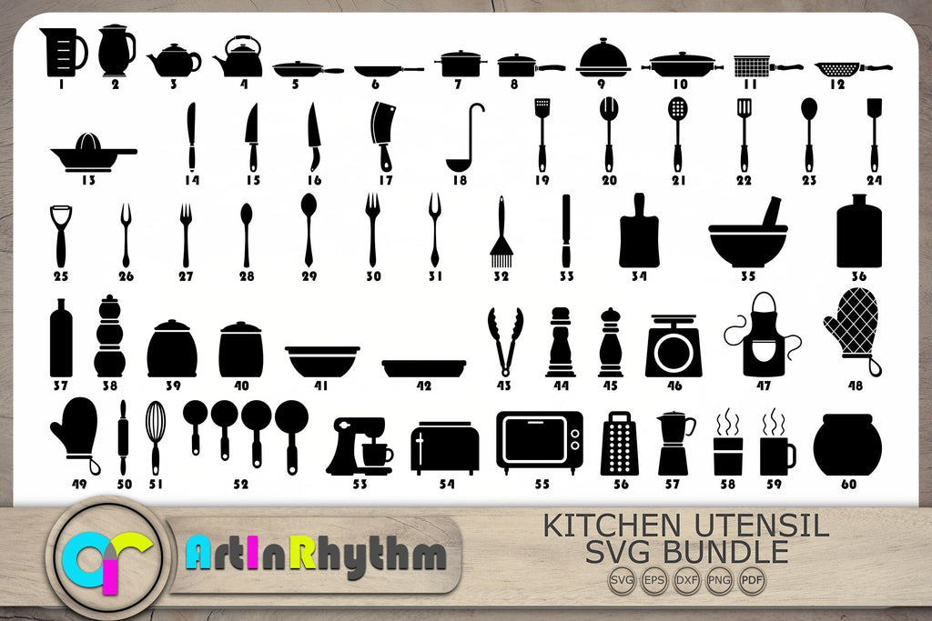 Kitchen Utensil Svg Bundle, Kitchen Utensils Svg, Kitchenware Svg ...