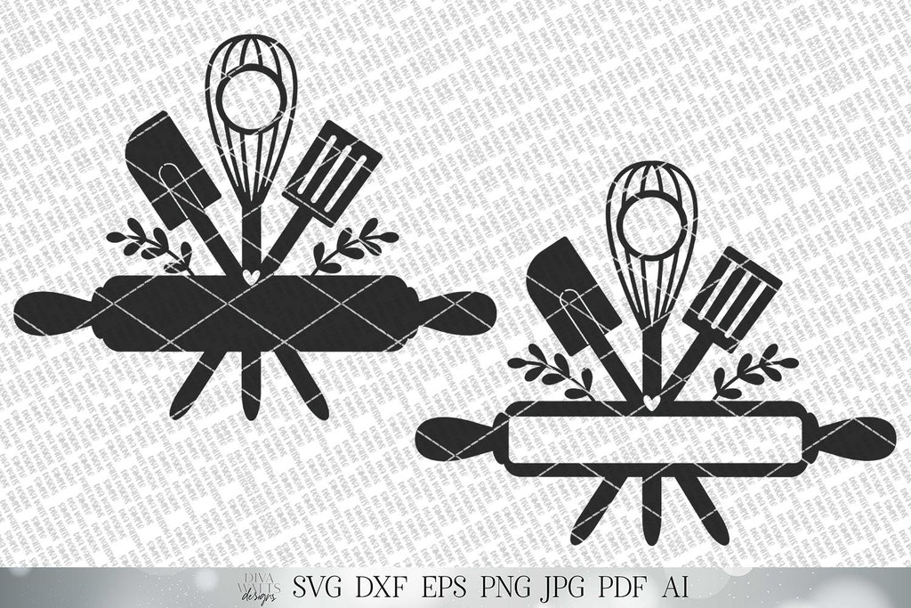 Kitchen Utensils Monogram / Last Name SVG | Farmhouse Kitchen Sign SVG ...