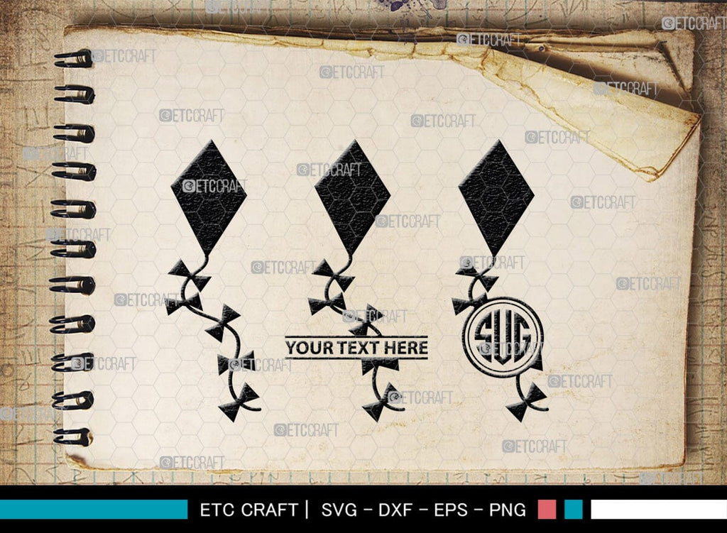 Kite Monogram, Kite Silhouette, Kite SVG, Flying Kite Svg, Kids Svg ...