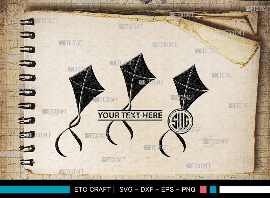 Kite Monogram, Kite Silhouette, Kite SVG, Flying Kite Svg, Kids Svg ...