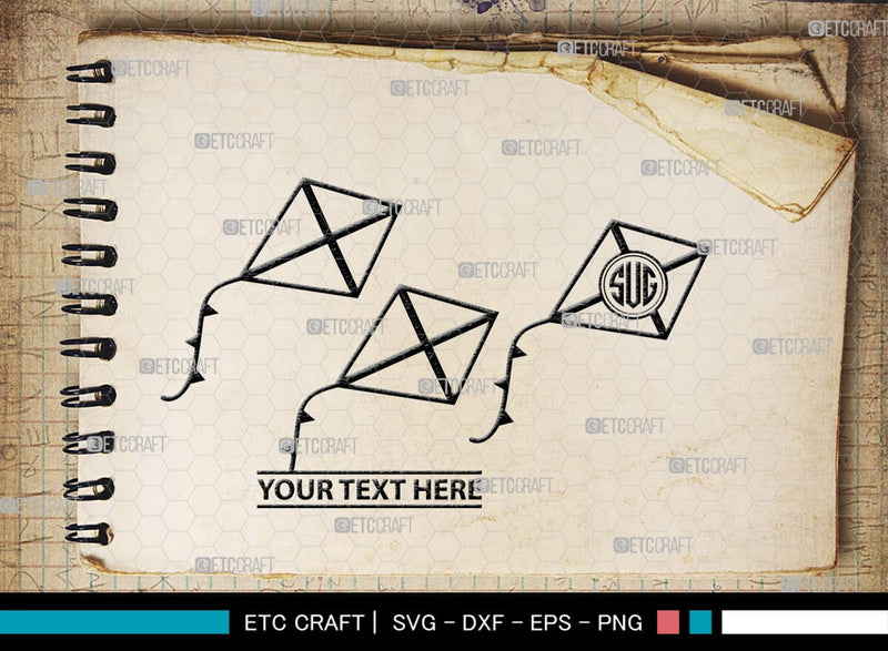 Kite Monogram, Kite Silhouette, Kite SVG, Flying Kite Svg, Kids Svg ...