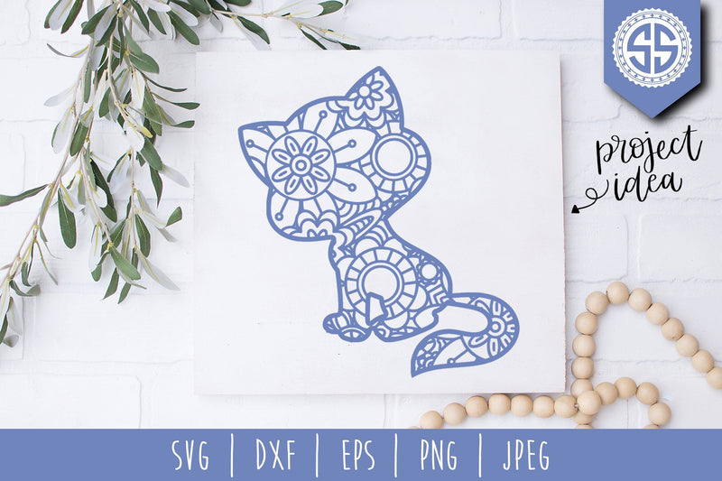 Kitten Mandala Zentangle - So Fontsy