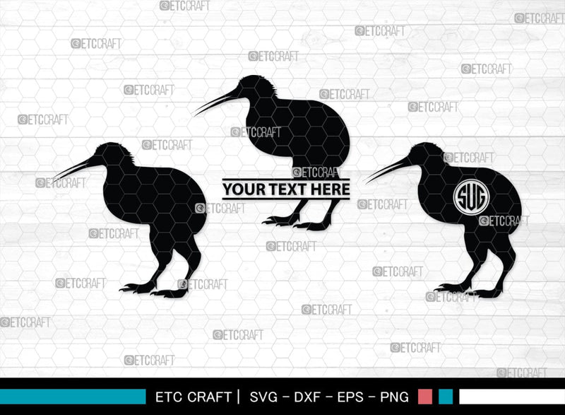 Kiwi Monogram, Kiwi Silhouette, Kiwi SVG, Kiwi Bird Svg, Australia Bird ...