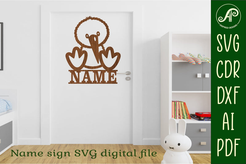Kiwi Name sign svg laser cut template, wall art - So Fontsy