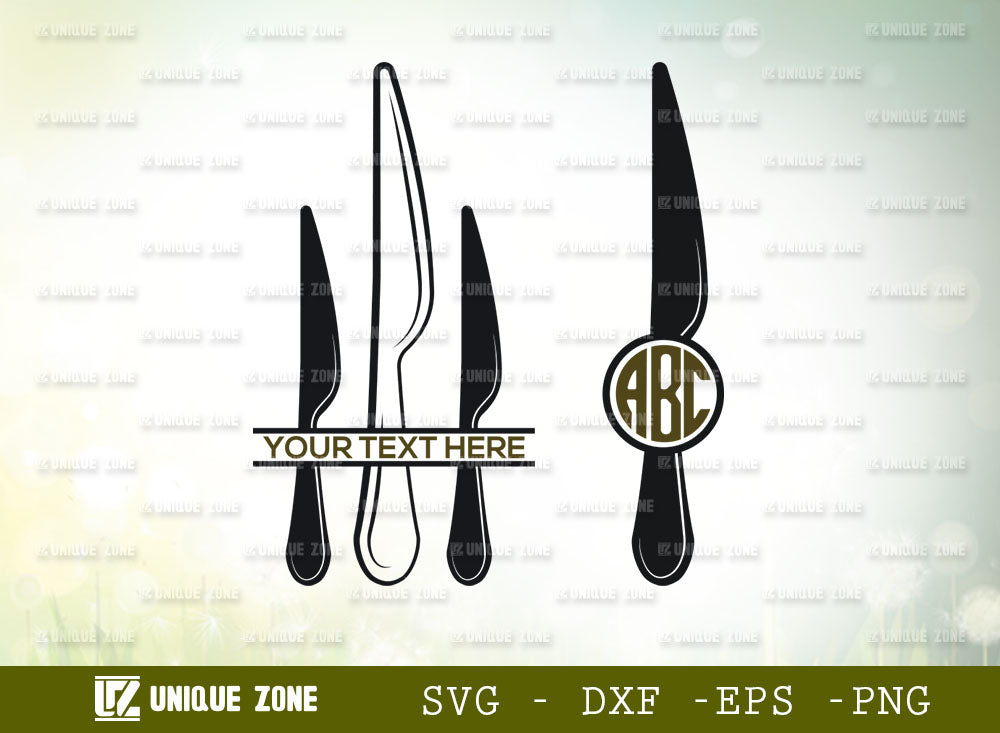 Knife SVG Monogram, Cutlery Set Svg, Spoon Knife Fork Set Svg, Spoon ...