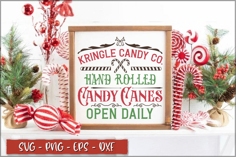 kringle candy co. hand rolled candy canes open daily Sign SVG - So Fontsy