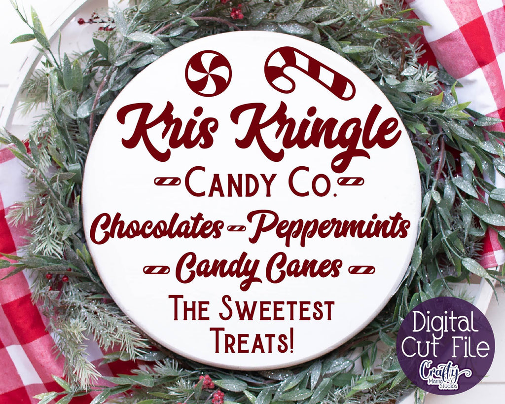 Kris Kringle Candy Co. Svg - Round Christmas Svg - So Fontsy
