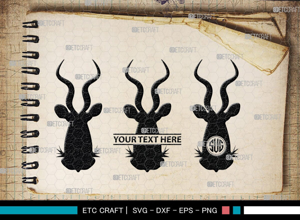 Kudu Monogram, Kudu Silhouette, Kudu SVG, Kudu Horn Svg, Antlers Svg ...