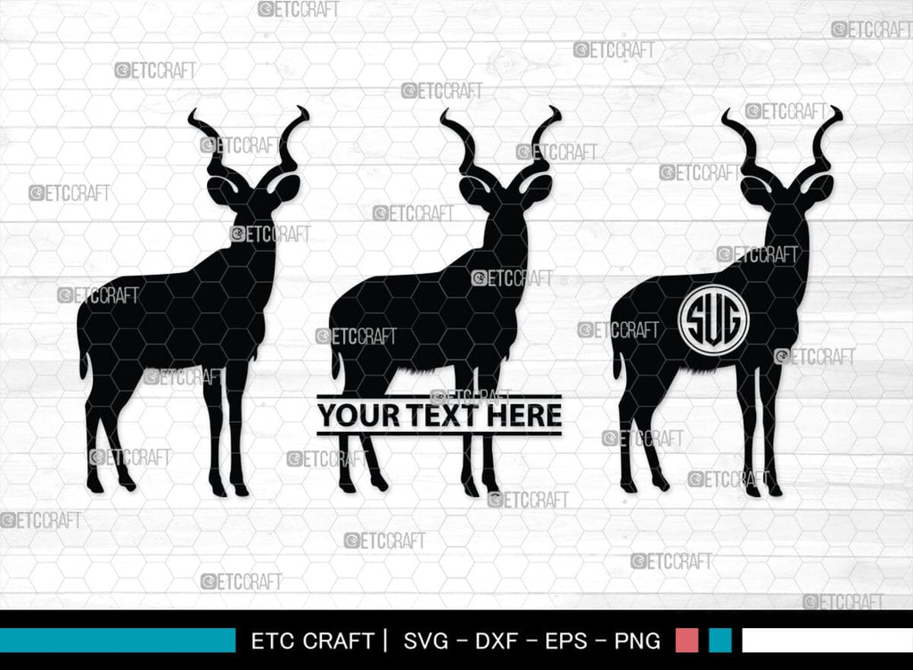 Kudu Monogram, Kudu Silhouette, Kudu SVG, Kudu Horn Svg, Antlers Svg ...