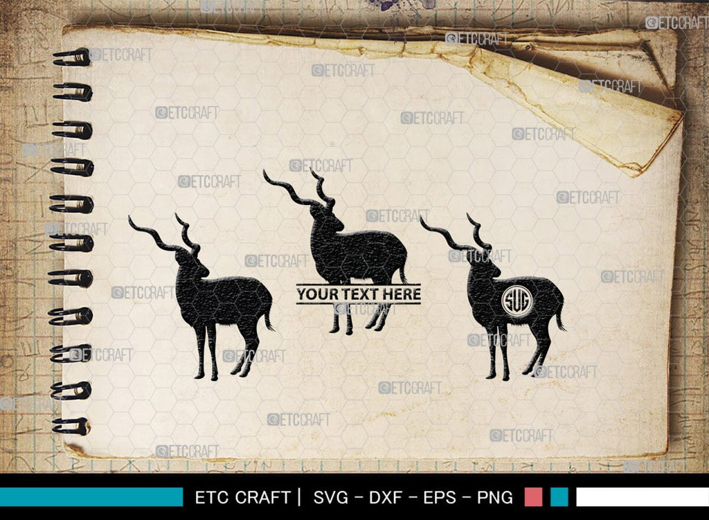 Kudu Monogram, Kudu Silhouette, Kudu SVG, Kudu Horn Svg, Antlers Svg ...