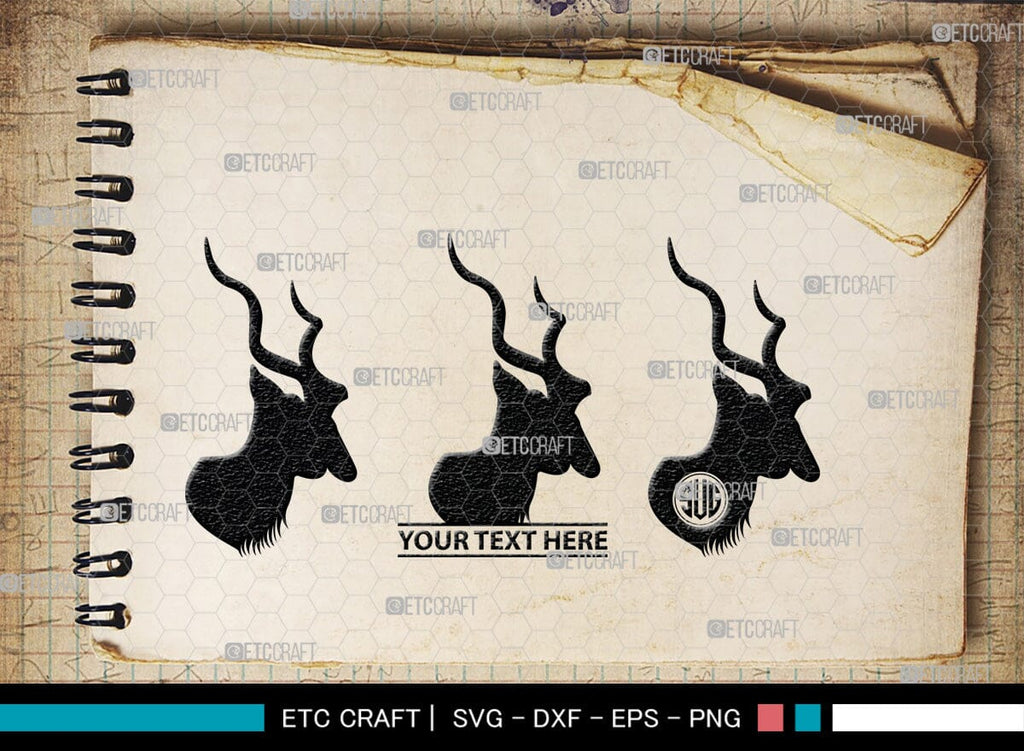 Kudu Monogram, Kudu Silhouette, Kudu SVG, Kudu Horn Svg, Antlers Svg ...