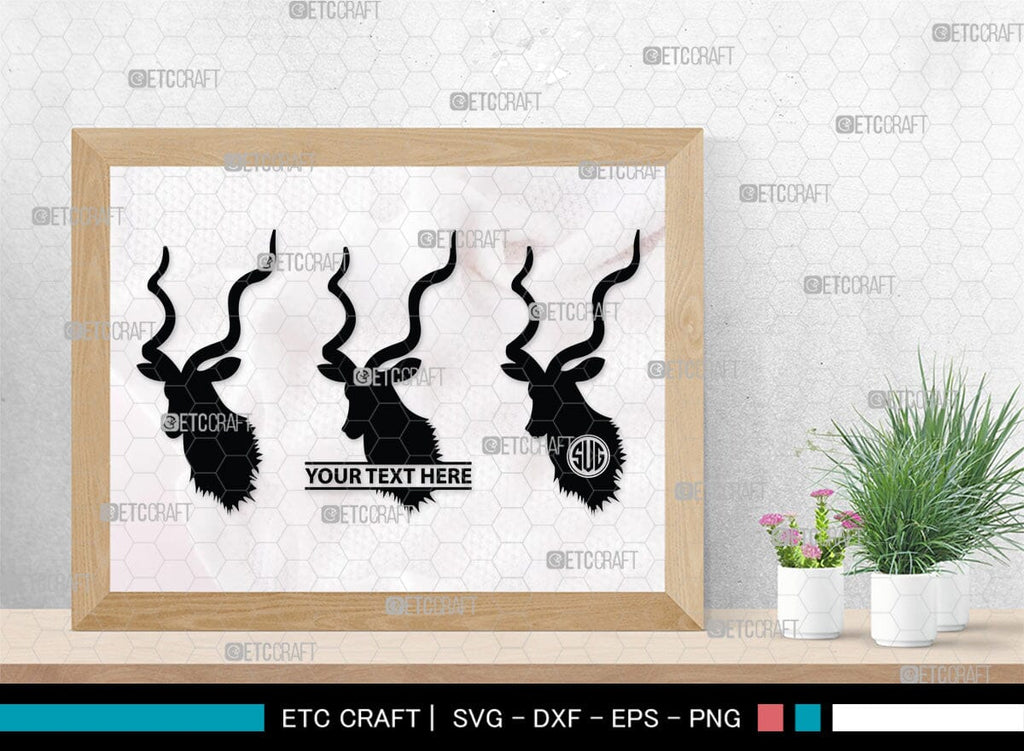 Kudu Monogram, Kudu Silhouette, Kudu SVG, Kudu Horn Svg, Antlers Svg ...