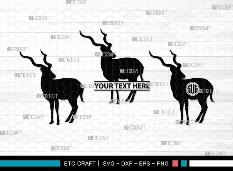 Kudu Monogram, Kudu Silhouette, Kudu SVG, Kudu Horn Svg, Antlers Svg ...