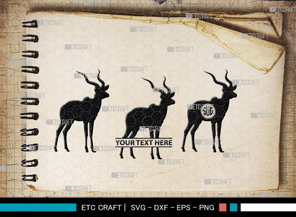 Kudu Monogram, Kudu Silhouette, Kudu SVG, Kudu Horn Svg, Antlers Svg ...
