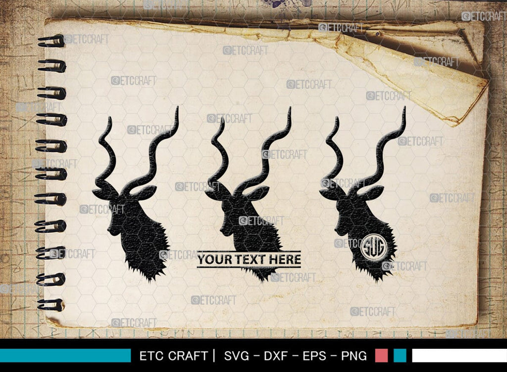 Kudu Monogram, Kudu Silhouette, Kudu SVG, Kudu Horn Svg, Antlers Svg ...
