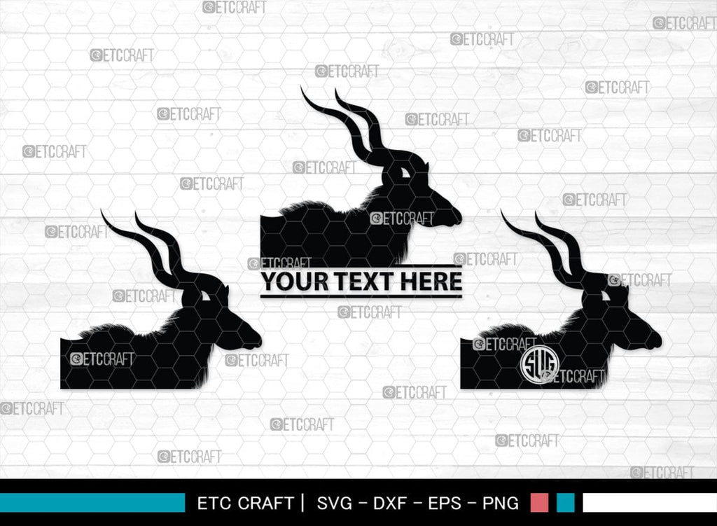 Kudu Monogram, Kudu Silhouette, Kudu SVG, Kudu Horn Svg, Antlers Svg ...