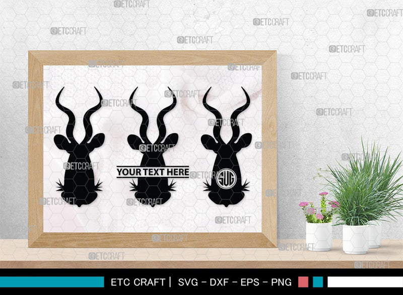 Kudu Monogram, Kudu Silhouette, Kudu SVG, Kudu Horn Svg, Antlers Svg ...