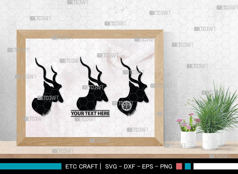Kudu Monogram, Kudu Silhouette, Kudu SVG, Kudu Horn Svg, Antlers Svg ...