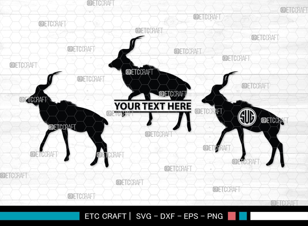 Kudu Monogram, Kudu Silhouette, Kudu SVG, Kudu Horn Svg, Antlers Svg ...