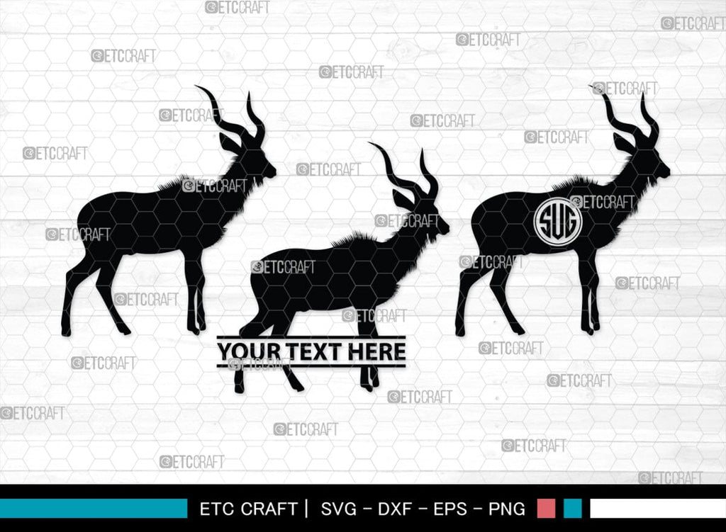 Kudu Monogram, Kudu Silhouette, Kudu SVG, Kudu Horn Svg, Antlers Svg ...