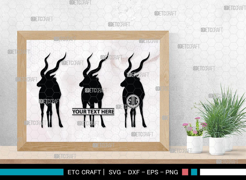 Kudu Monogram, Kudu Silhouette, Kudu SVG, Kudu Horn Svg, Antlers Svg ...