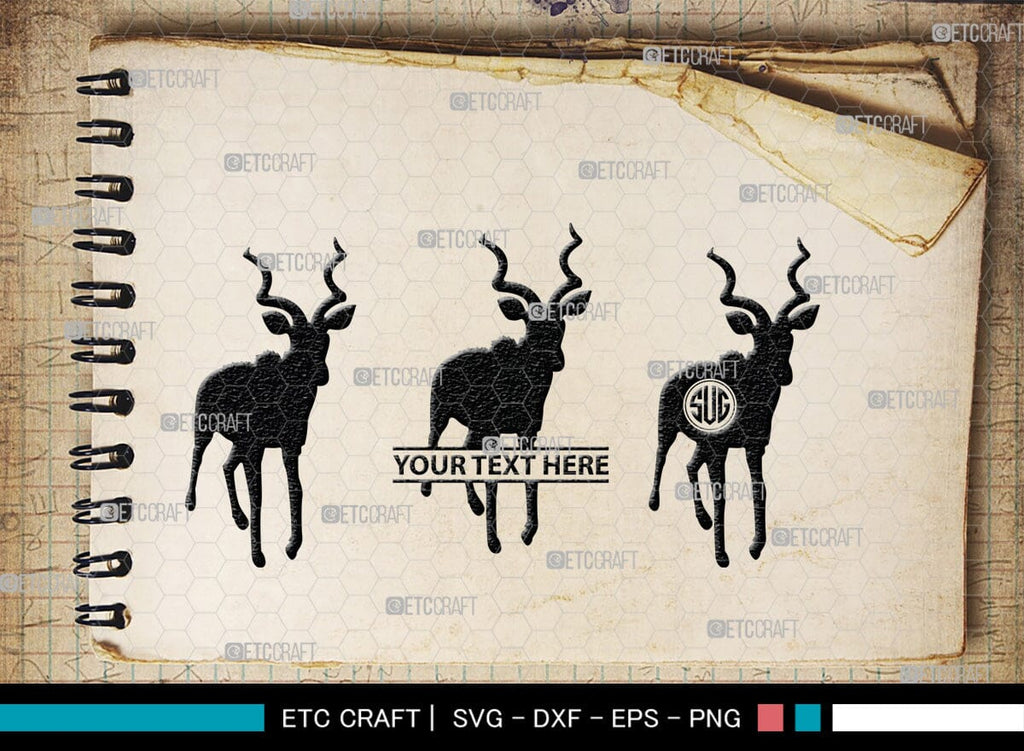 Kudu Monogram, Kudu Silhouette, Kudu SVG, Kudu Horn Svg, Antlers Svg ...