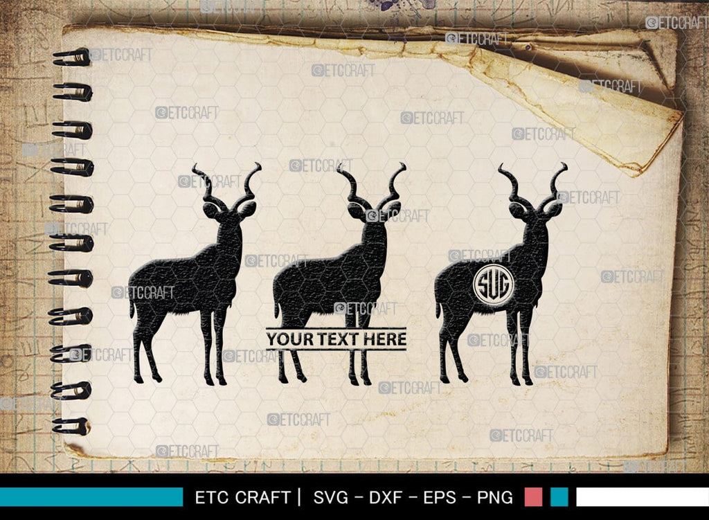 Kudu Monogram, Kudu Silhouette, Kudu SVG, Kudu Horn Svg, Antlers Svg ...