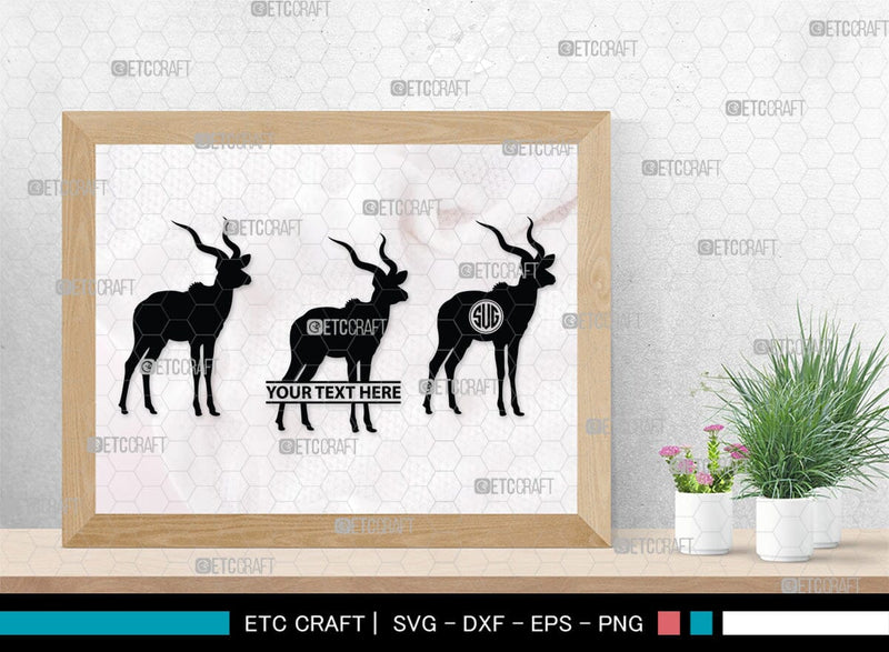 Kudu Monogram, Kudu Silhouette, Kudu SVG, Kudu Horn Svg, Antlers Svg ...