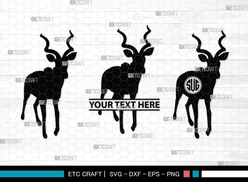 Kudu Monogram, Kudu Silhouette, Kudu SVG, Kudu Horn Svg, Antlers Svg ...
