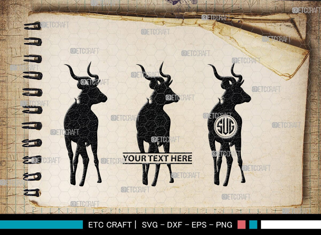 Kudu Monogram, Kudu Silhouette, Kudu SVG, Kudu Horn Svg, Antlers Svg ...