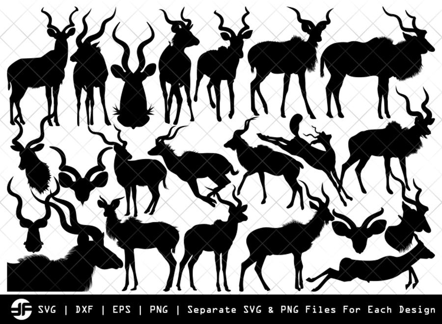 Kudu SVG | Animal SVG | Silhouette Bundle | SVG Cut File - So Fontsy