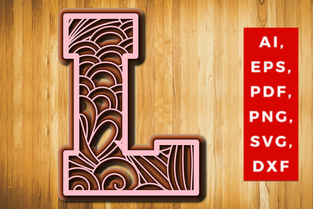 L Layered Floral Alphabet SVG cut file, laser cut alphabet, mandala ...