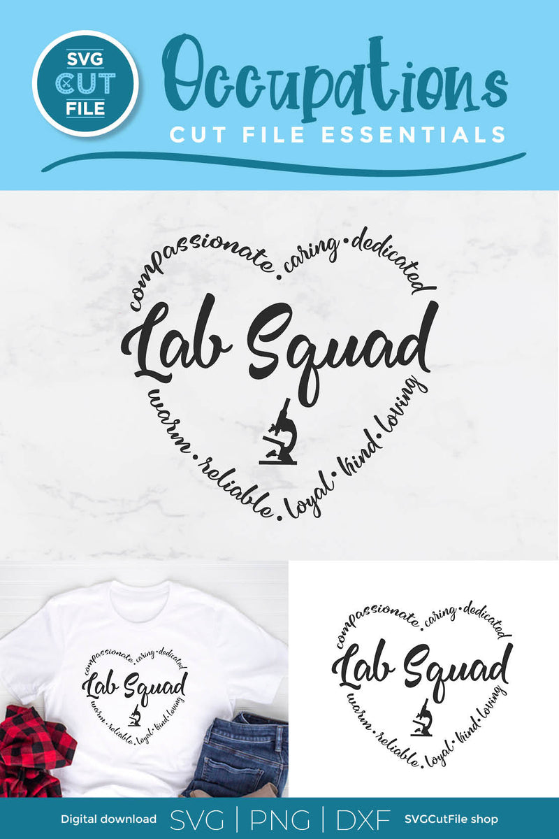 Lab Squad svg for Cricut and Silhouette cutting machines - So Fontsy