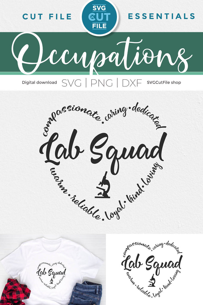 Lab Squad svg for Cricut and Silhouette cutting machines - So Fontsy