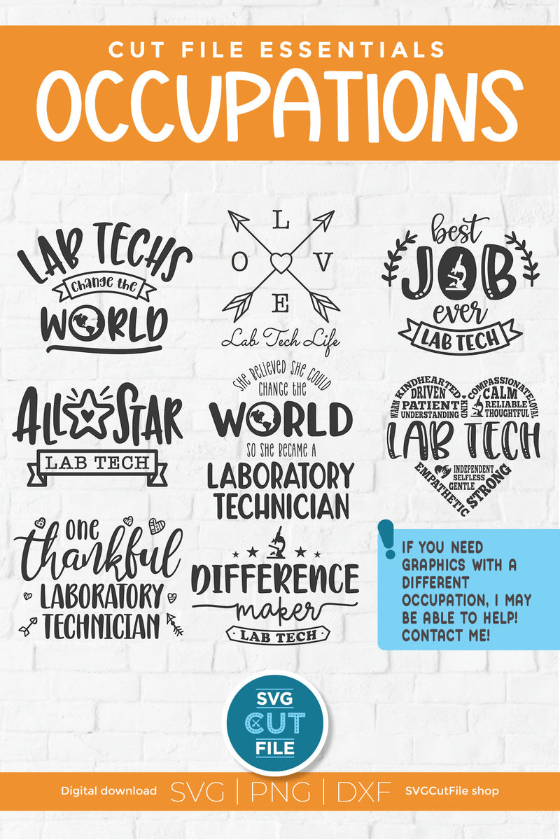 Lab Tech SVG bundle -8 lab tech svg files for crafters - So Fontsy