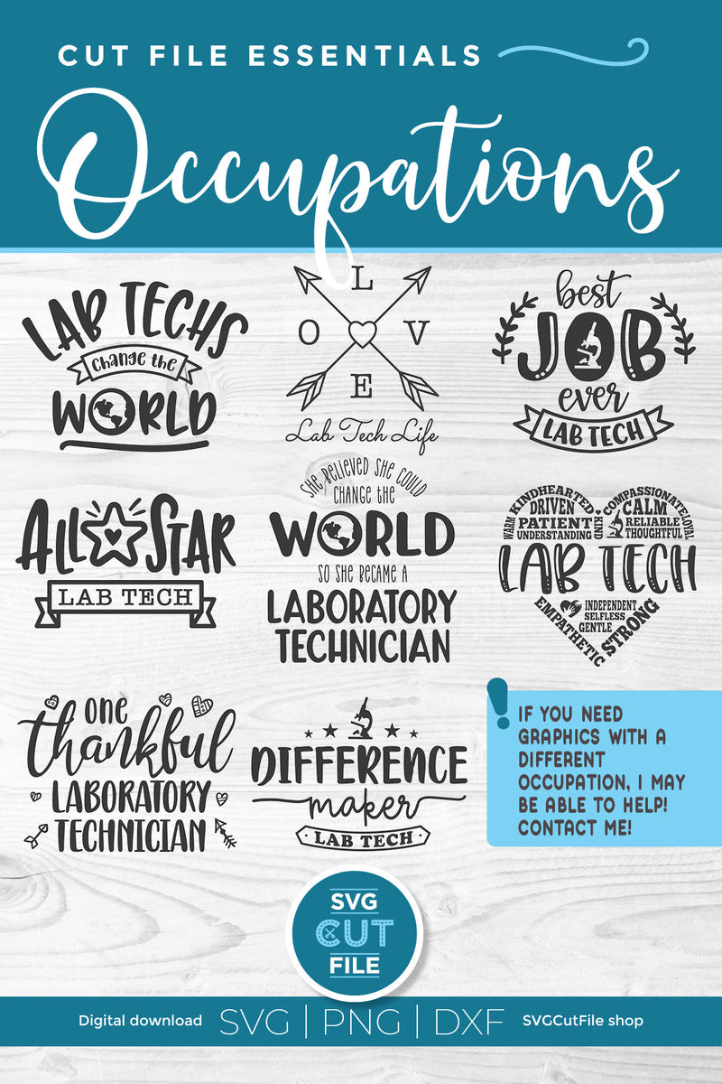 Lab Tech SVG bundle -8 lab tech svg files for crafters - So Fontsy