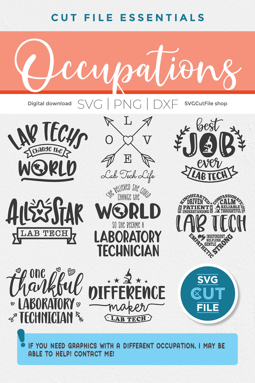 Lab Tech SVG bundle -8 lab tech svg files for crafters - So Fontsy