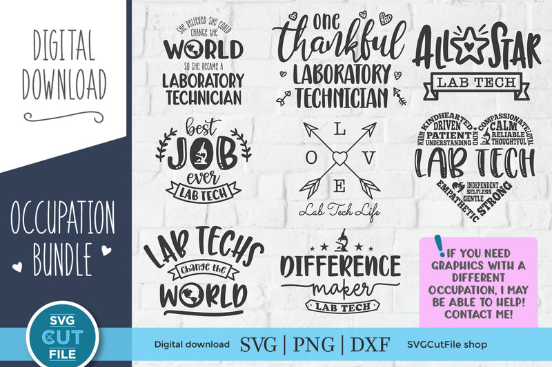 Lab Tech SVG bundle -8 lab tech svg files for crafters - So Fontsy