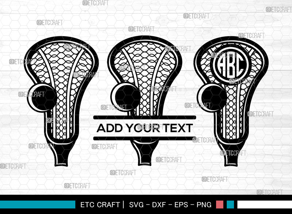 Lacrosse Stick Monogram SVG, Two Split Crossed Lacrosse Sticks And Ball ...