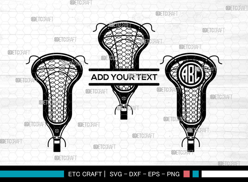 Lacrosse Stick Monogram SVG, Two Split Crossed Lacrosse Sticks And Ball ...