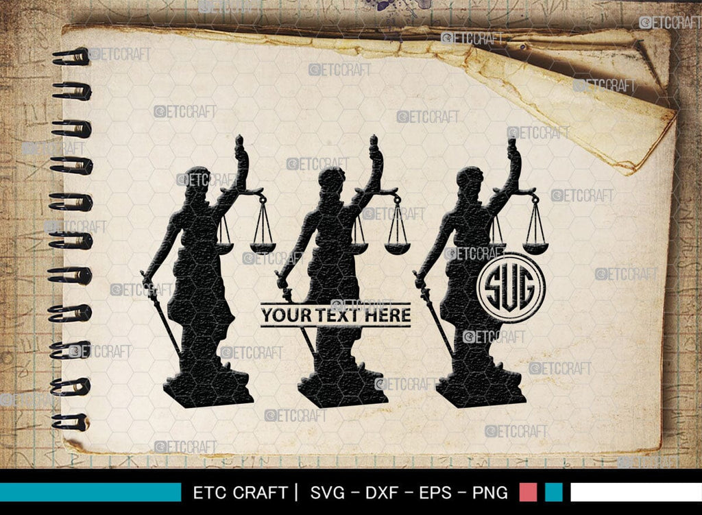 Lady Justice Monogram, Lady Justice Silhouette, Lady Justice SVG, Scale ...