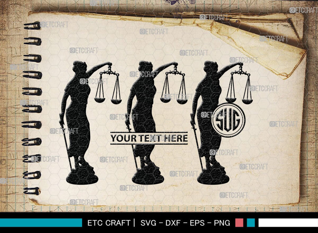 Lady Justice Monogram, Lady Justice Silhouette, Lady Justice SVG, Scale ...