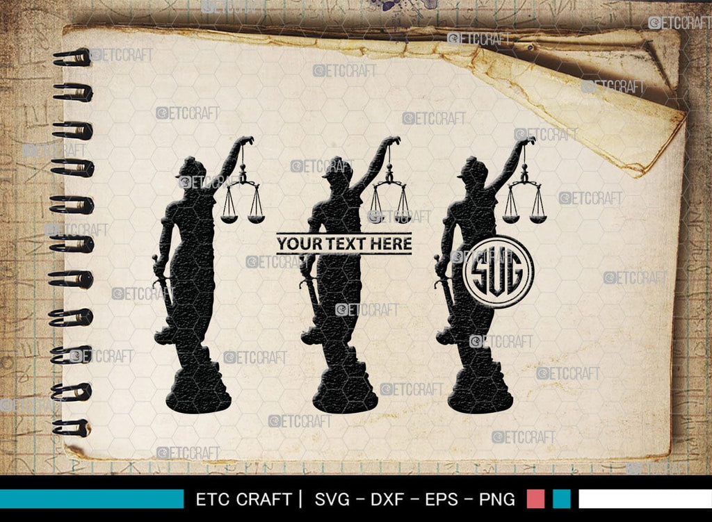 Lady Justice Monogram, Lady Justice Silhouette, Lady Justice SVG, Scale ...
