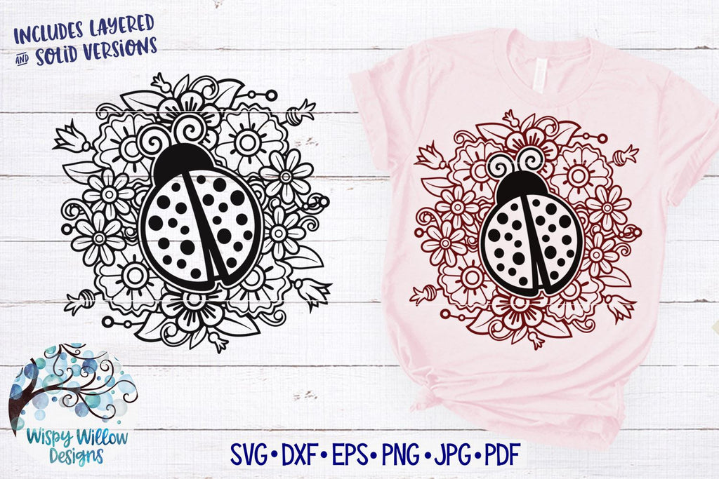 Ladybug and Flower Mandala SVG - So Fontsy