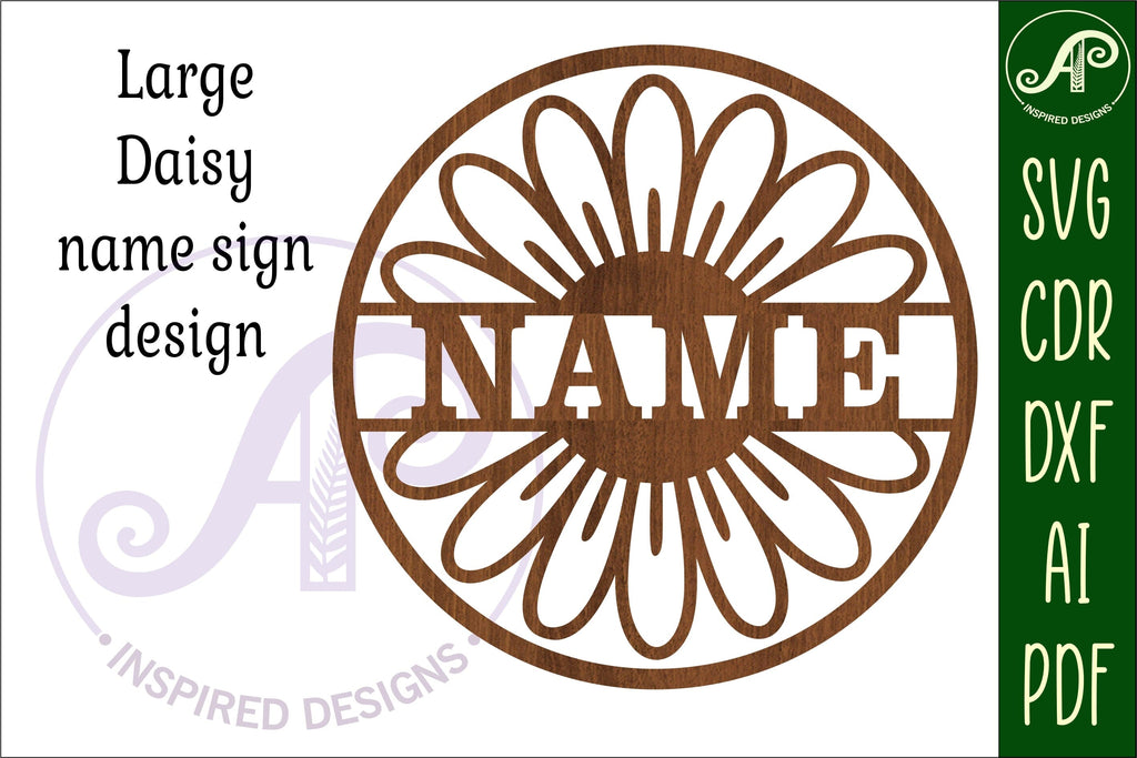 Large Daisy name sign svg laser cut template - So Fontsy