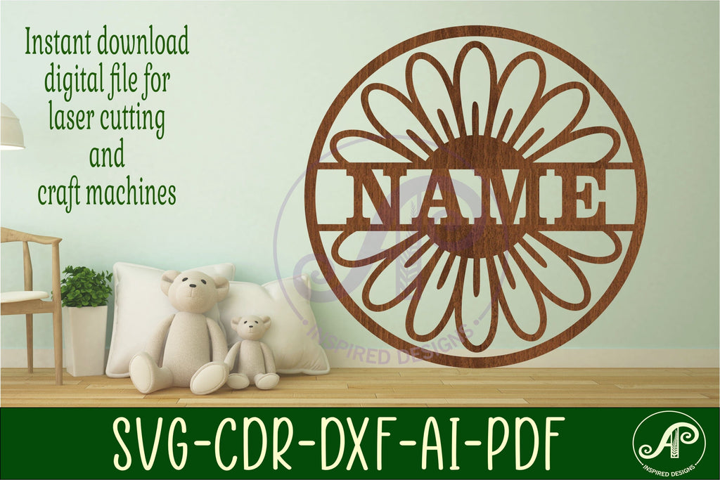 Large Daisy name sign svg laser cut template - So Fontsy
