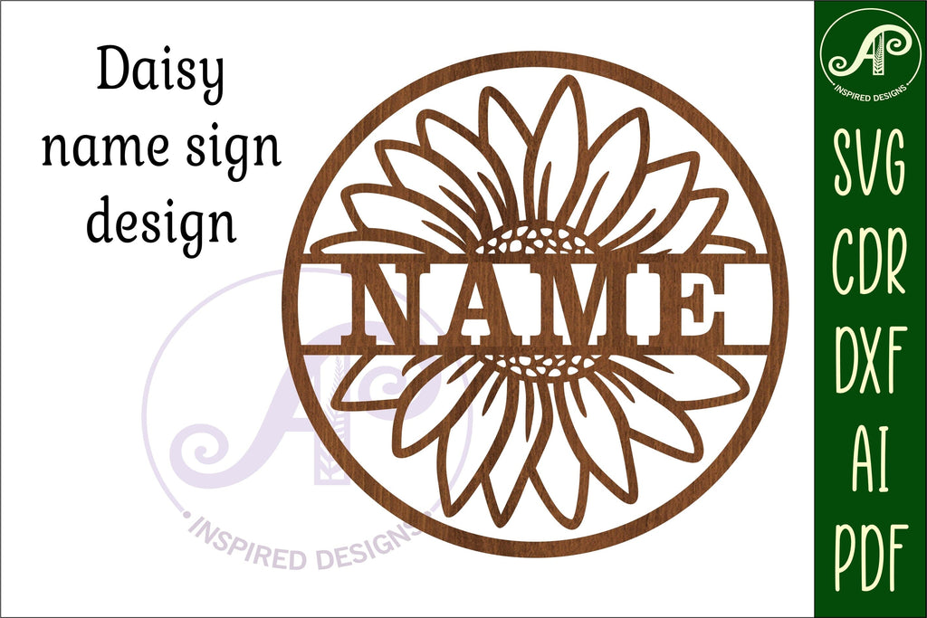 Large realistic Daisy name sign svg laser cut template - So Fontsy