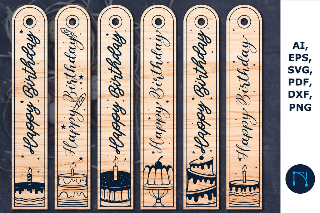 laser cut Birthday bookmark SVG bundle - So Fontsy