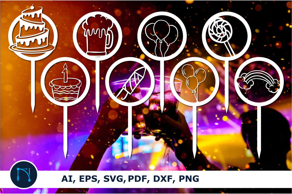 laser cut birthday Cake topper SVG bundle - So Fontsy