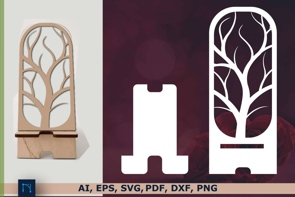 laser cut Cell Phone Stand SVG - So Fontsy